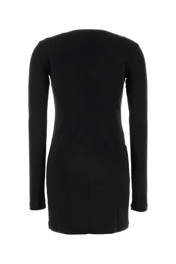 Miu Miu Long-sleeved Mini Dress With Logo Patch