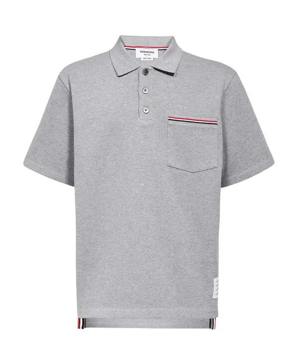 Thom Browne Rwb Pocket Trim Polo Shirt - Light Gray