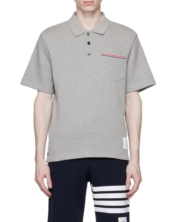 Thom Browne Rwb Pocket Trim Polo Shirt - Light Gray