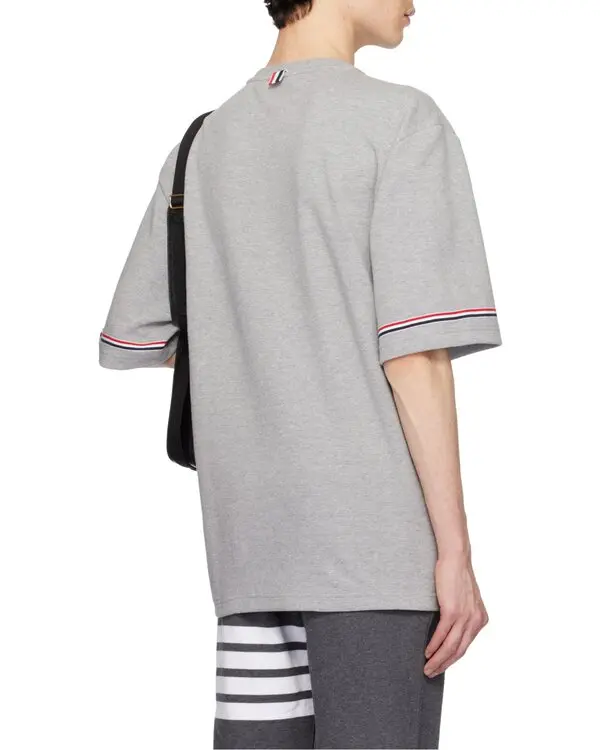 Thom Browne Rwb-stripe Crewneck T-shirt - Grey