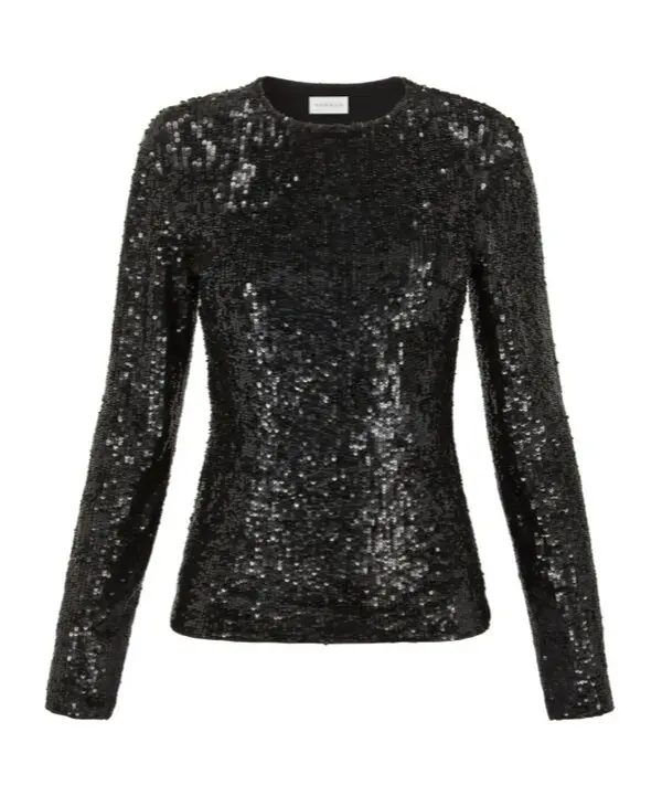 P.a.r.o.s.h Embellished Sequin Long-sleeve Blouse - Black
