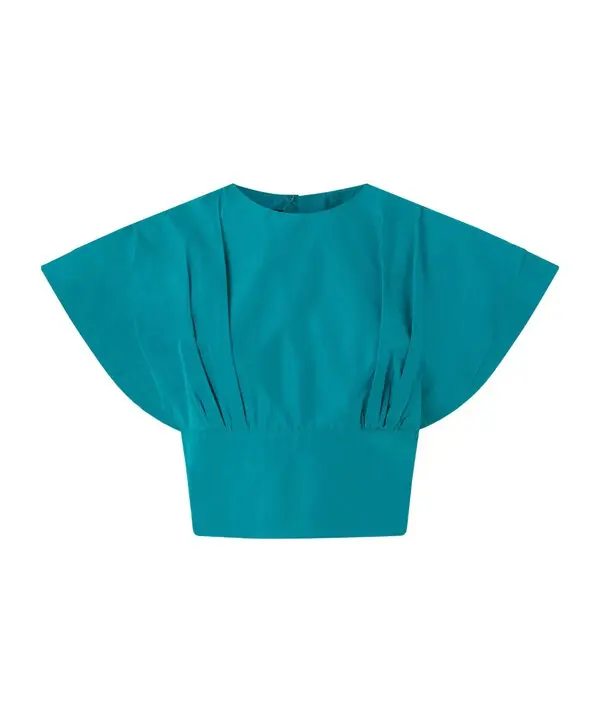 Pinko Asparago Cropped Taffeta Top - Green