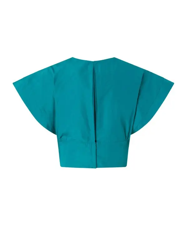 Pinko Asparago Cropped Taffeta Top - Green