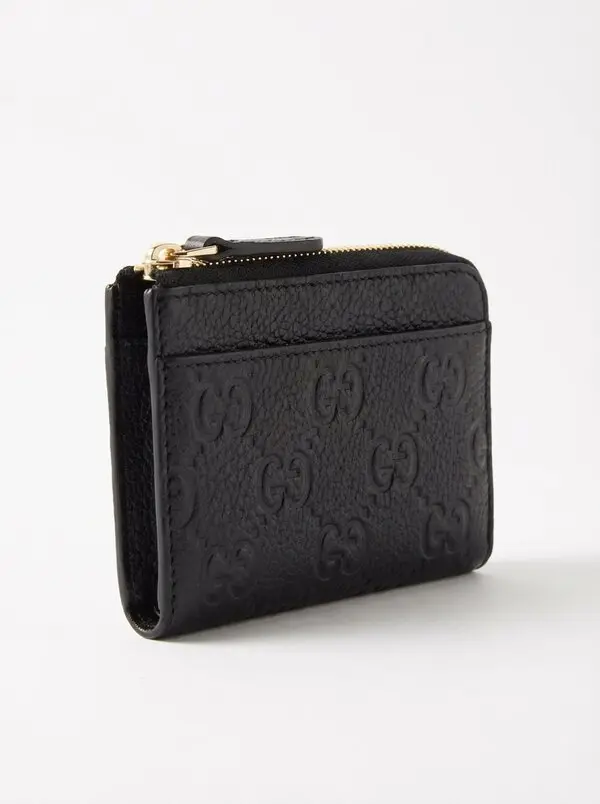 Gucci Gg Emblem Zip Card Case - Black