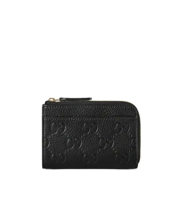 Gucci Gg Emblem Zip Card Case - Black