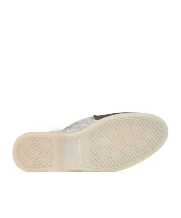 SCAROSSO Lucrezia Shearling Slip-on Mules - Nude
