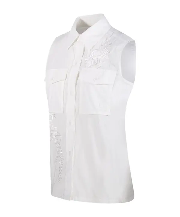 P.a.r.o.s.h Sleeveless Embroidered Shirt - White