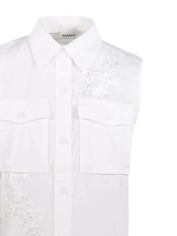 P.a.r.o.s.h Sleeveless Embroidered Shirt - White