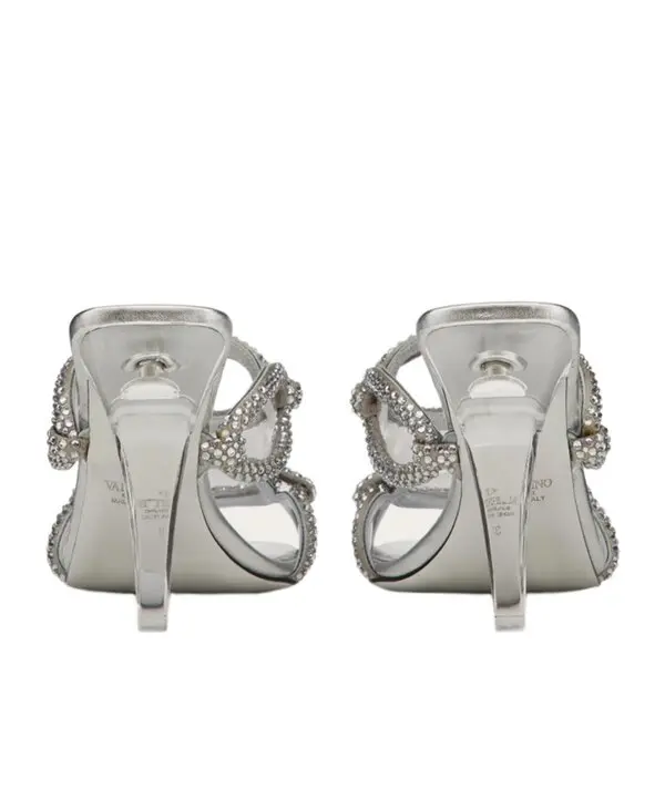 Valentino Garavani Chain 1967 Embellished Metallic Napa Leather Mules