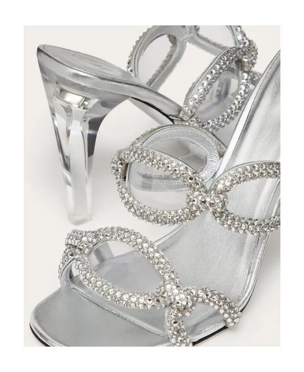 Valentino Garavani Chain 1967 Embellished Metallic Napa Leather Mules