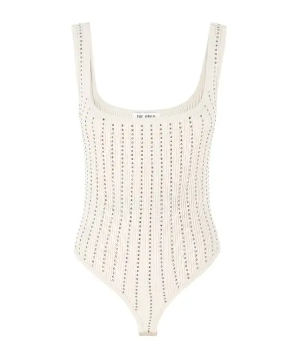 Attico Body With Geometrical Cuts And Thermostrass Embellishments - Faded Ecru