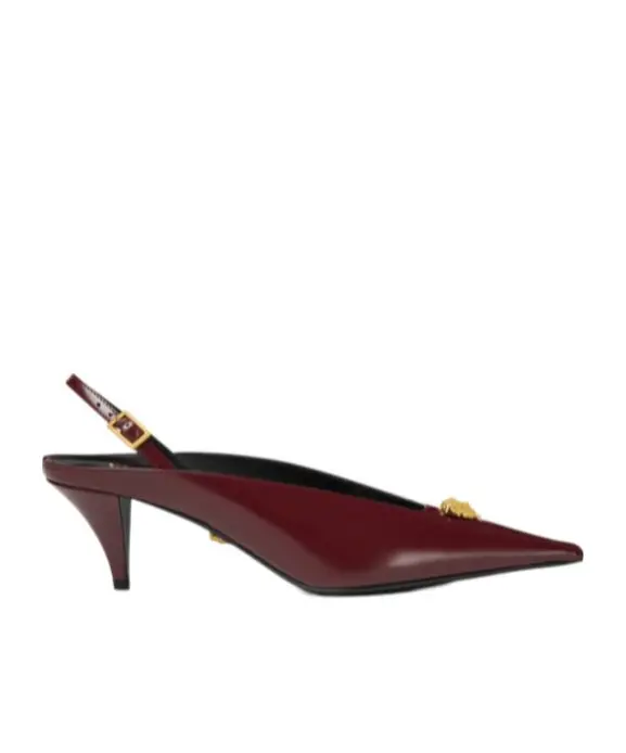 Versace Pointed-toe Slingback Pumps - Burgundy