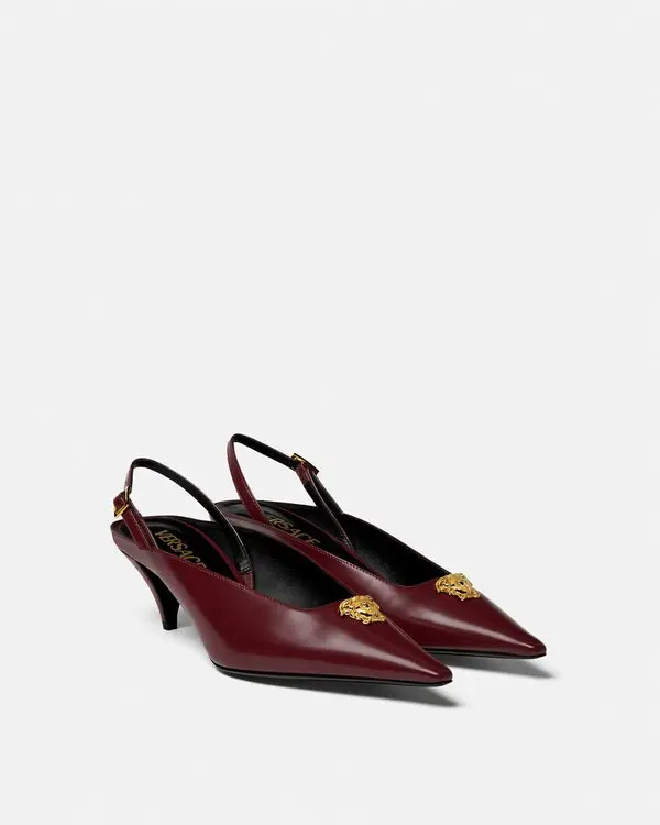 Versace Pointed-toe Slingback Pumps - Burgundy