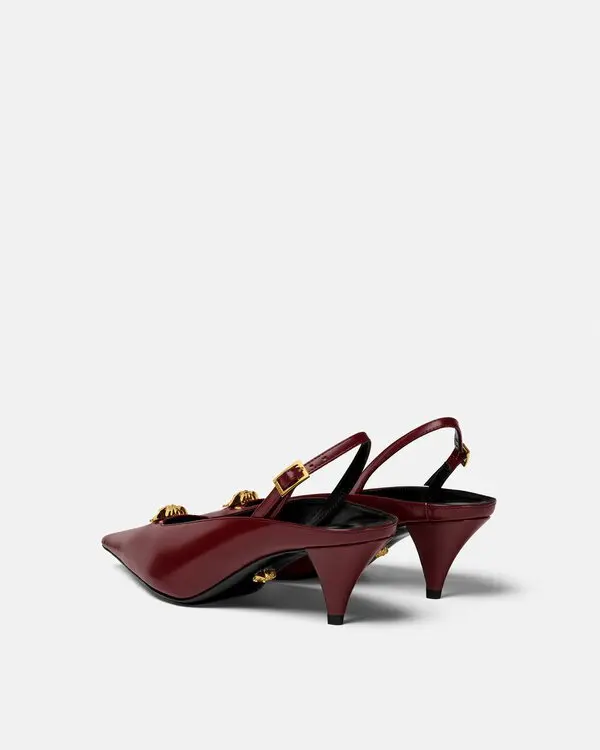 Versace Pointed-toe Slingback Pumps - Burgundy