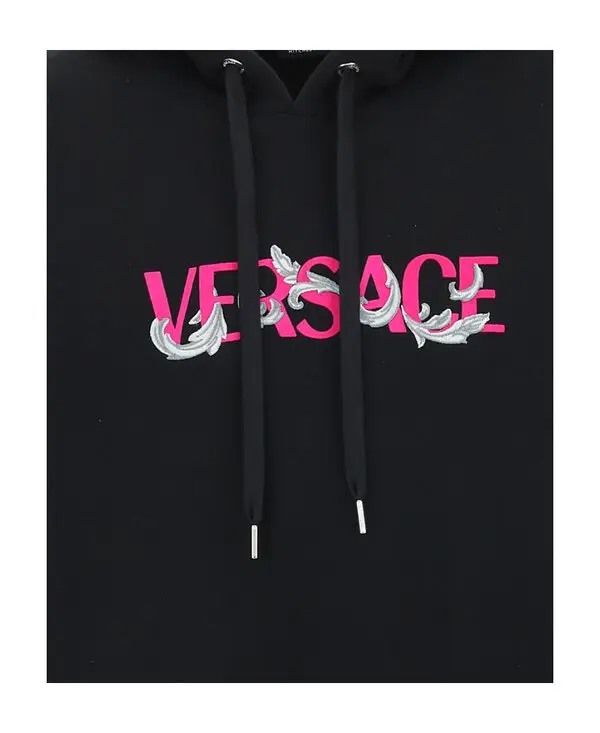Versace Logo Embroidered Long Sleeve Hoodie