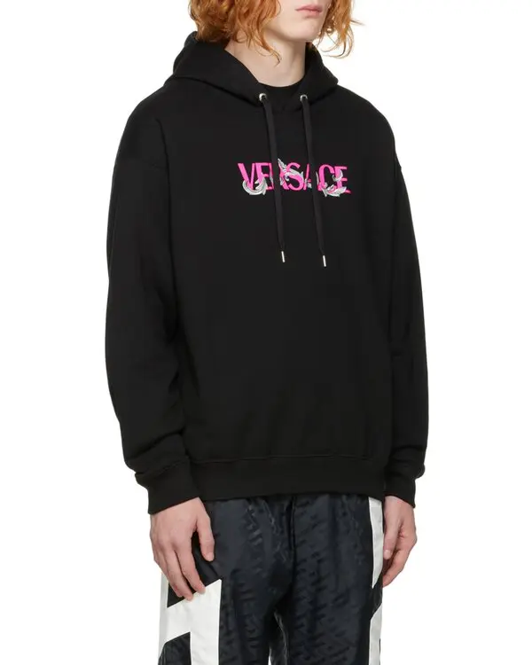 Versace Logo Embroidered Long Sleeve Hoodie