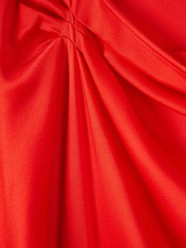 Victoria Beckham Short Sleeve Gown With Ruffled Collar And Fitted Waist