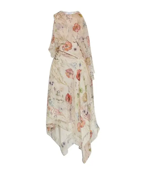 Alexander McQueen Sleeveless Floral Print Draped Dress