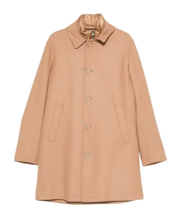 Herno Button-fastening Wool-blend Coat - Nude