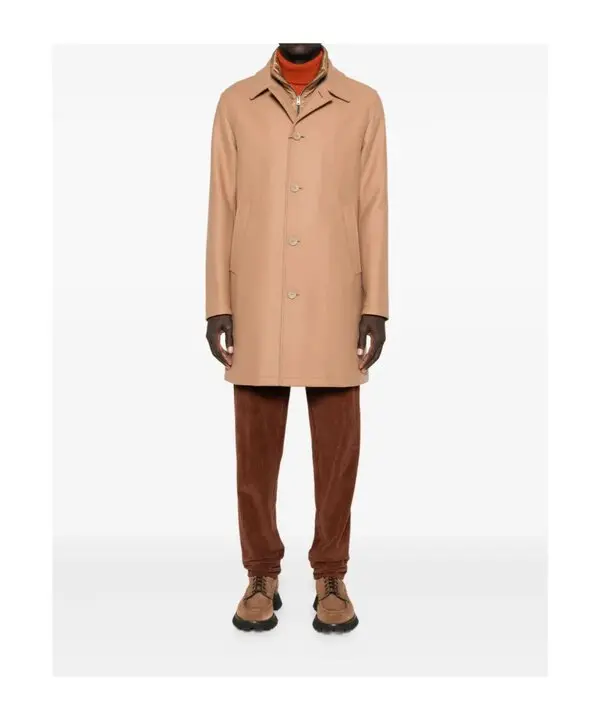 Herno Button-fastening Wool-blend Coat - Nude