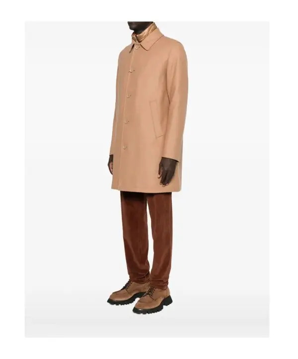 Herno Button-fastening Wool-blend Coat - Nude