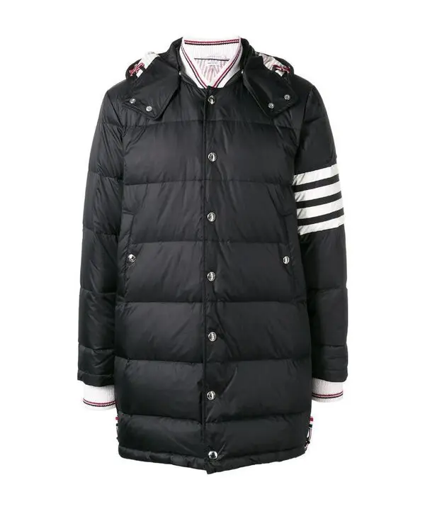 Thom Browne 4-stripe Padded Hooded Coat - Black