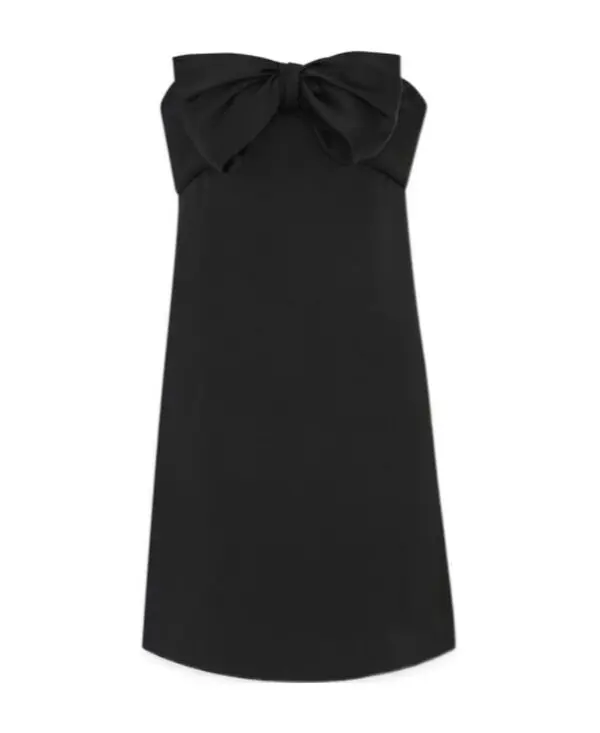 Saint Laurent Bow-detailed Strapless Zipped Mini Dress