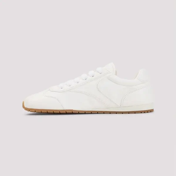Prada Logo-embossed Leather Lace-up Sneakers - Ivory