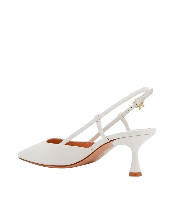 GIANVITO ROSSI Pointed Toe Slingback Leather Pumps - White