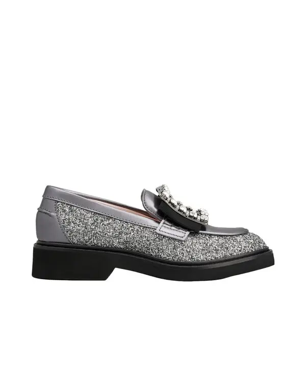 ROGER VIVIER Embellished Loafers - Silver/black