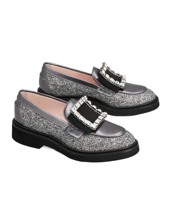 ROGER VIVIER Embellished Loafers - Silver/black
