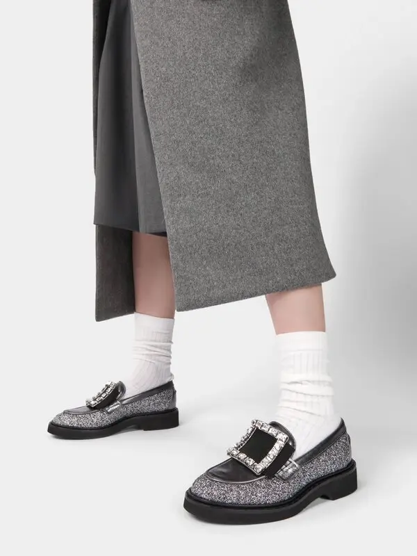 ROGER VIVIER Embellished Loafers - Silver/black