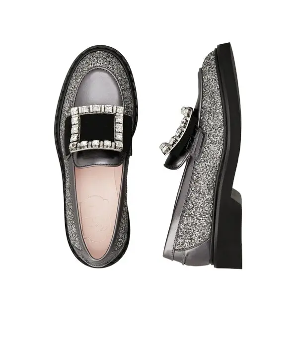 ROGER VIVIER Embellished Loafers - Silver/black