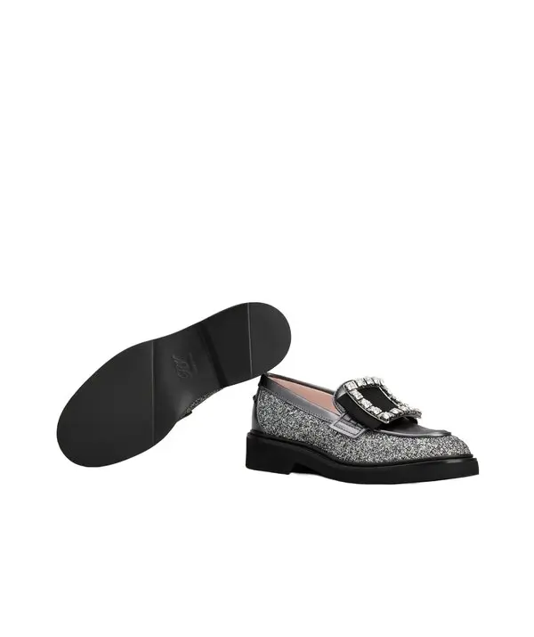 ROGER VIVIER Embellished Loafers - Silver/black