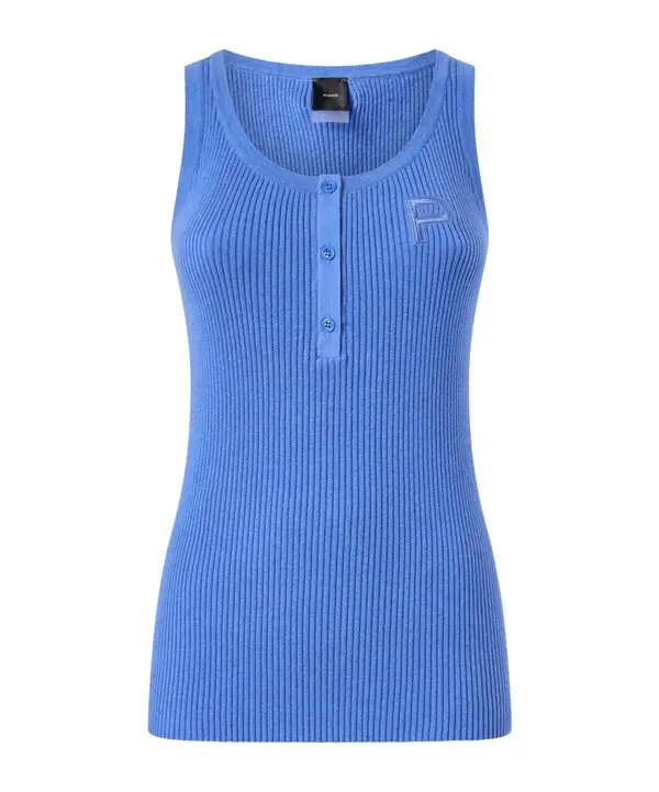 Pinko Sleeveless Ribbed Knit Button-front Tank Top