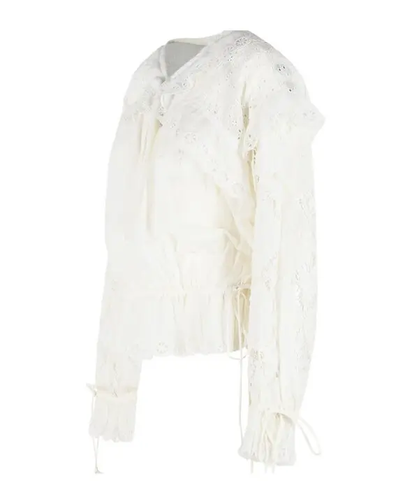 Isabel Marant Étoile Long-sleeved Lace Blouse With Pom-poms - No