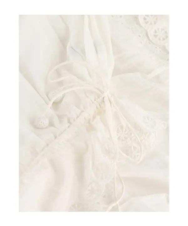 Isabel Marant Étoile Long-sleeved Lace Blouse With Pom-poms - No