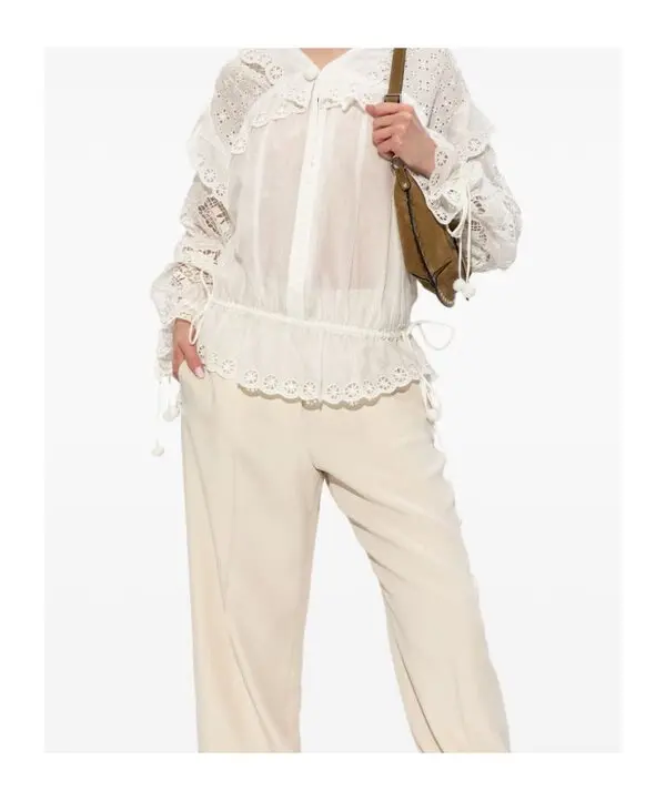 Isabel Marant Étoile Long-sleeved Lace Blouse With Pom-poms - No