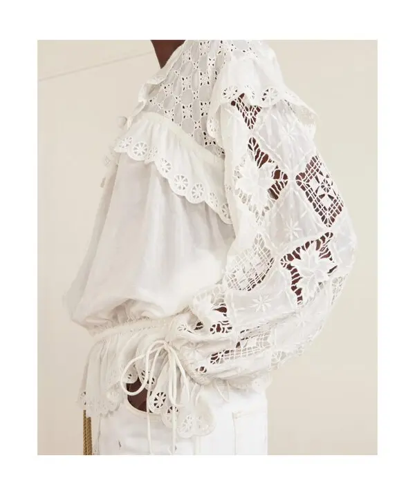 Isabel Marant Étoile Long-sleeved Lace Blouse With Pom-poms - No