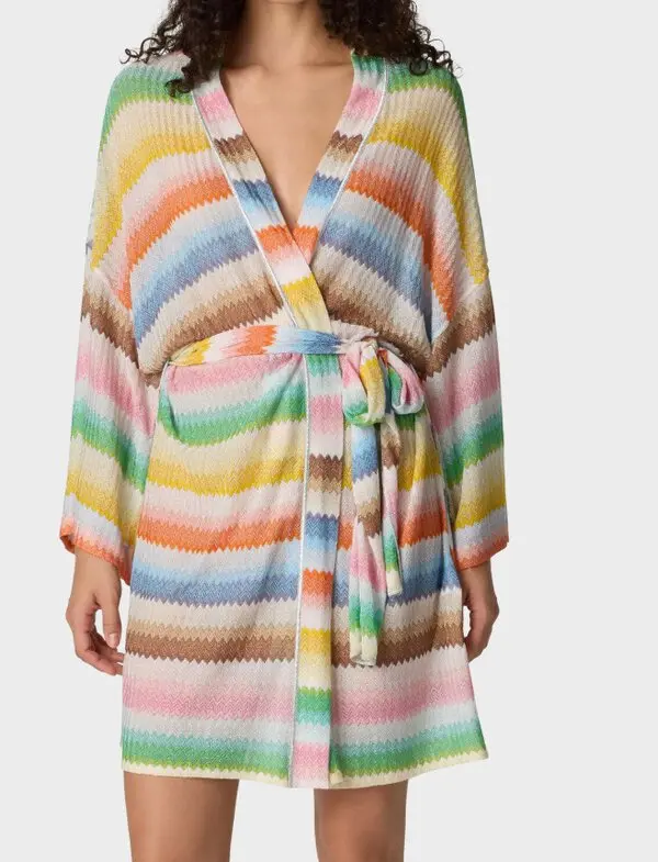 Missoni Zigzag Belted Raschel Knit Beachwear