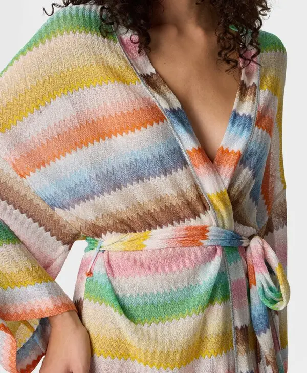 Missoni Zigzag Belted Raschel Knit Beachwear