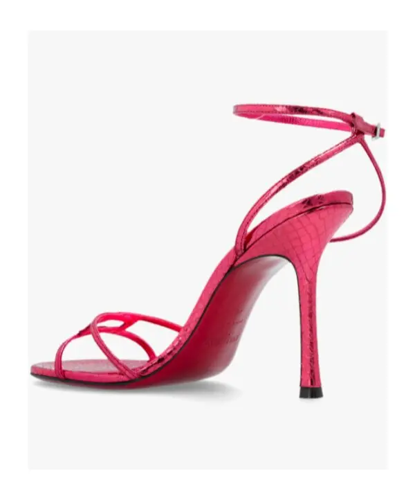 JIMMY CHOO Leo 100 Wrap Leather Sandals - Pink