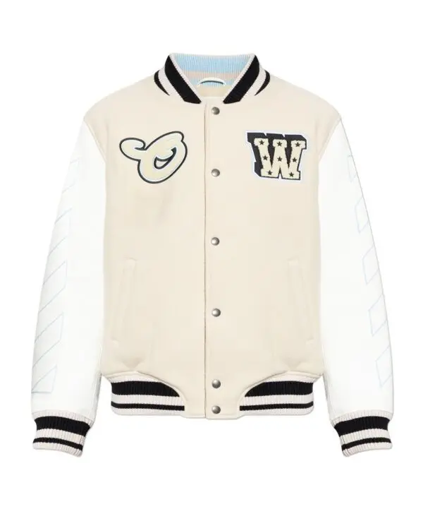 Off-White Varsity Jacket With Star Logo - Cream