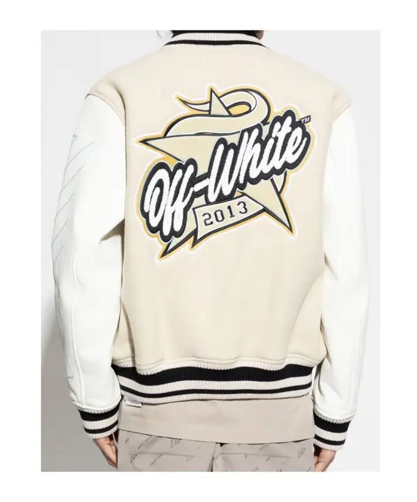Off-White Varsity Jacket With Star Logo - Cream