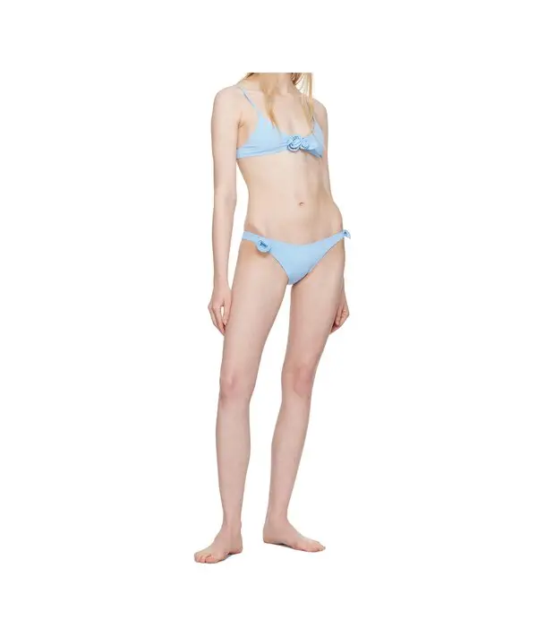 Coperni Bow-detail Bikini Top And Bottom Set - Blue