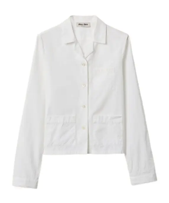 Miu Miu Cotton Poplin Shirt With Embroidered Logo