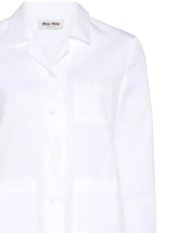 Miu Miu Cotton Poplin Shirt With Embroidered Logo