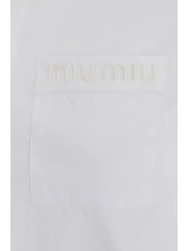 Miu Miu Cotton Poplin Shirt With Embroidered Logo