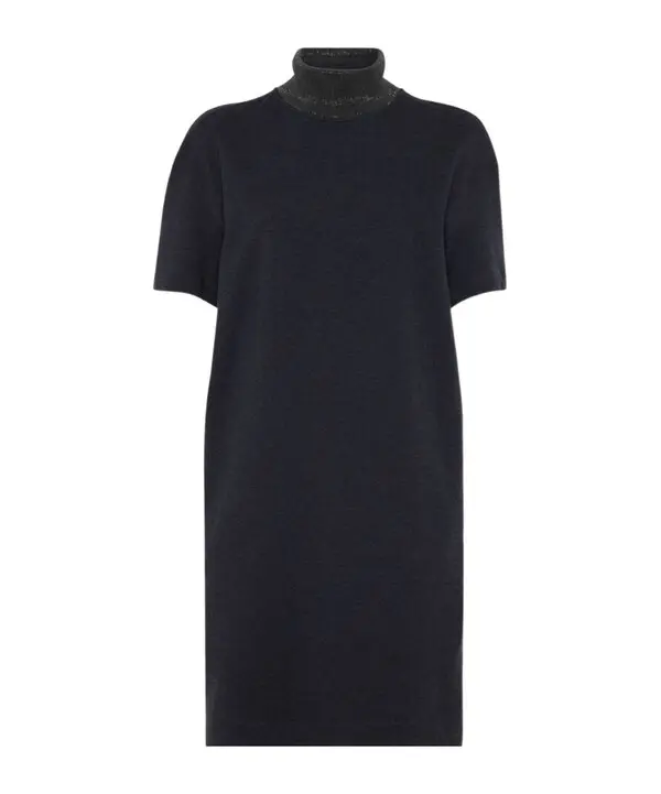 Brunello Cucinelli Monili Detailed High Neck Mini Dress