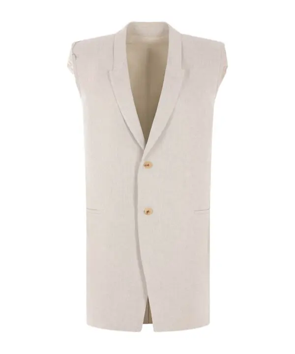 Rick Owens Hollywood Dirt Tailored Sleeveless Waistcoat - White